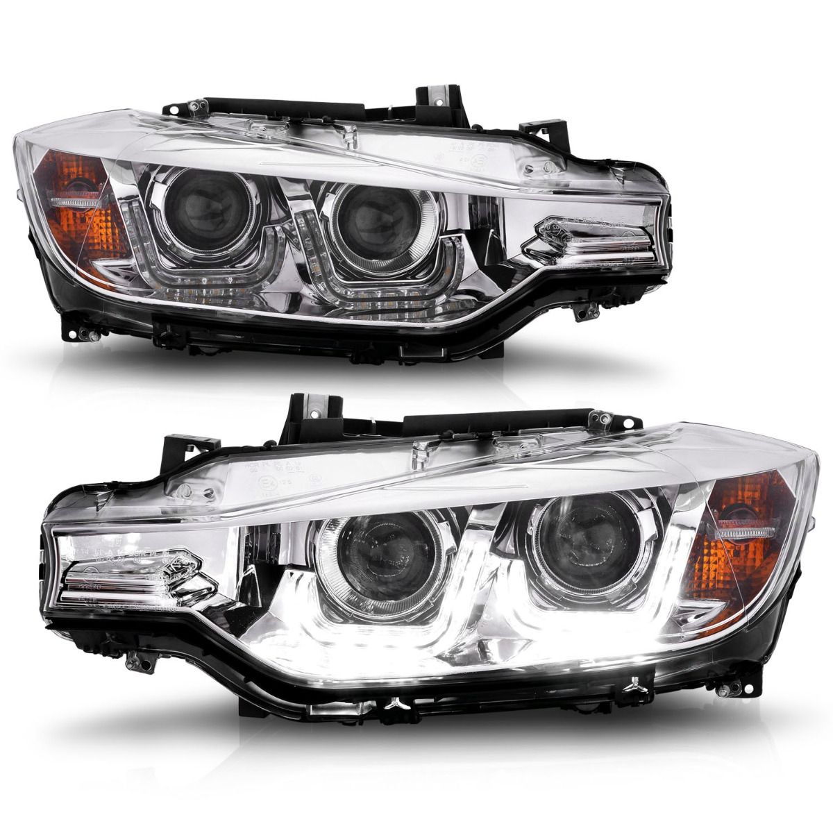 ANZO BMW F30 (2012-2015) 3-Series Projector Headlights w/ U-Bar Chrome ...