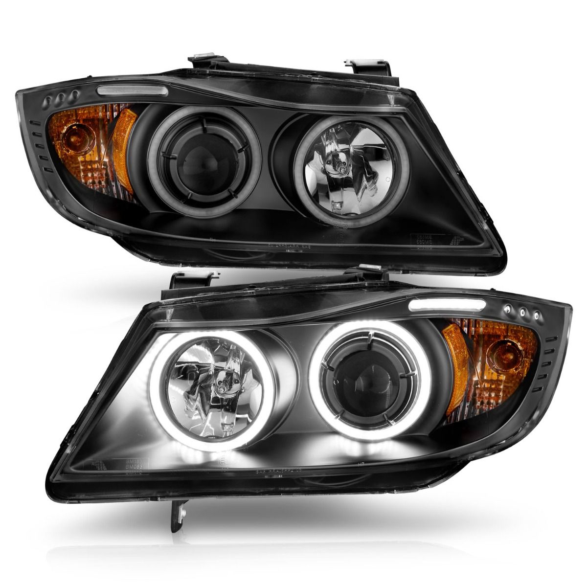 ANZO BMW E90 3-Series Projector Headlights w/ LED Halo – Black Forest ...