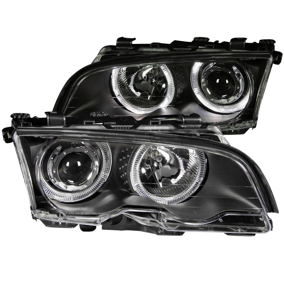ANZO BMW E46 3-Series 4-Door Projector Headlights w/ LED Halo – Black ...