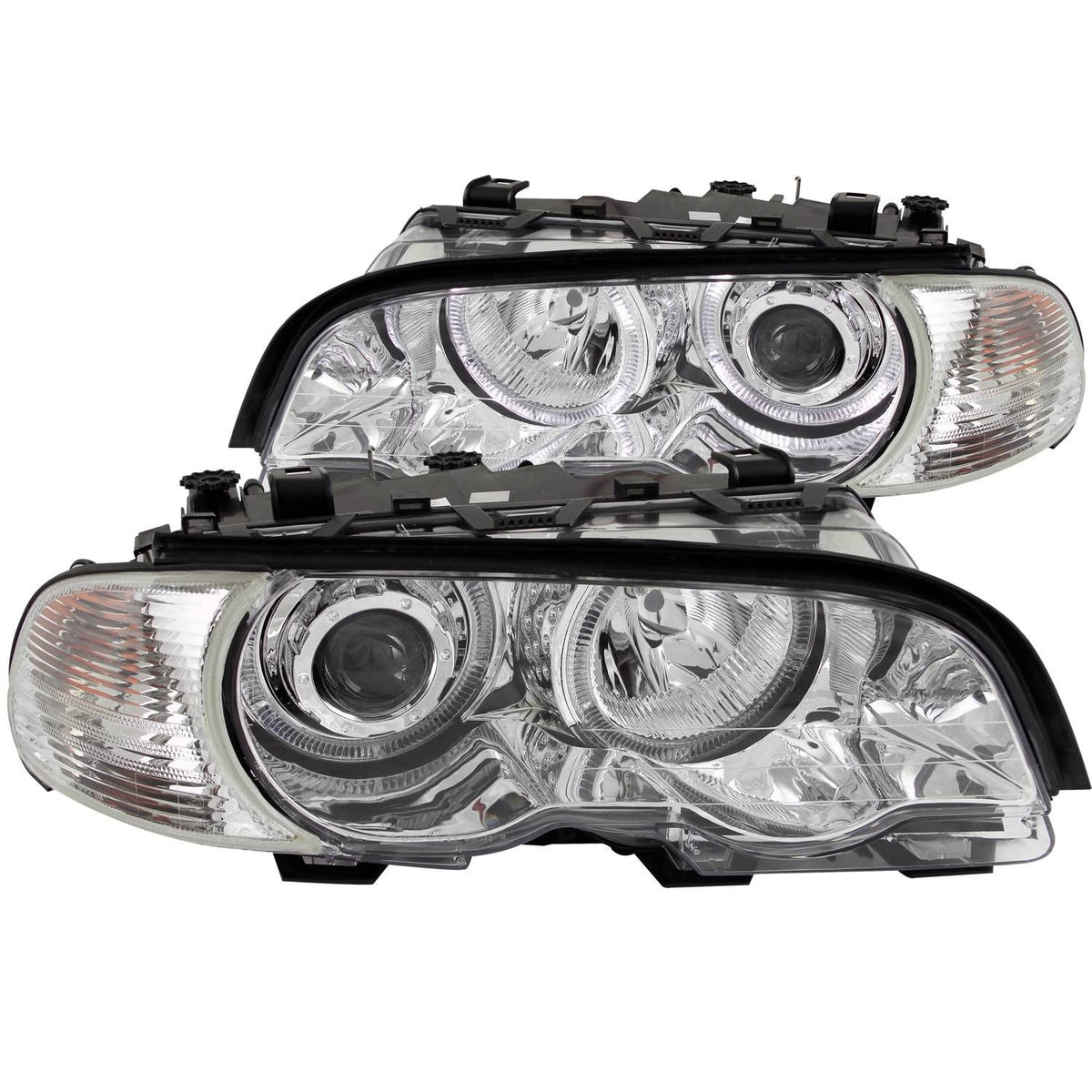 ANZO BMW E46 3-Series 2-Door Projector Headlights w/ LED Halo - Chrome ...