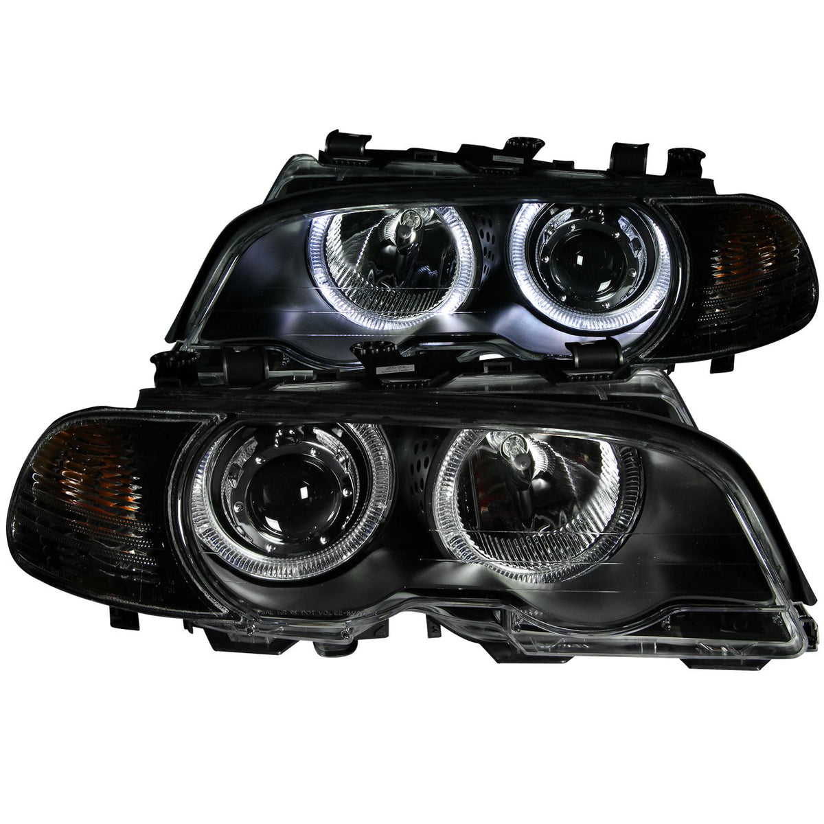 ANZO BMW E46 3-Series 2-Door Projector Headlights w/ LED Halo – Black ...