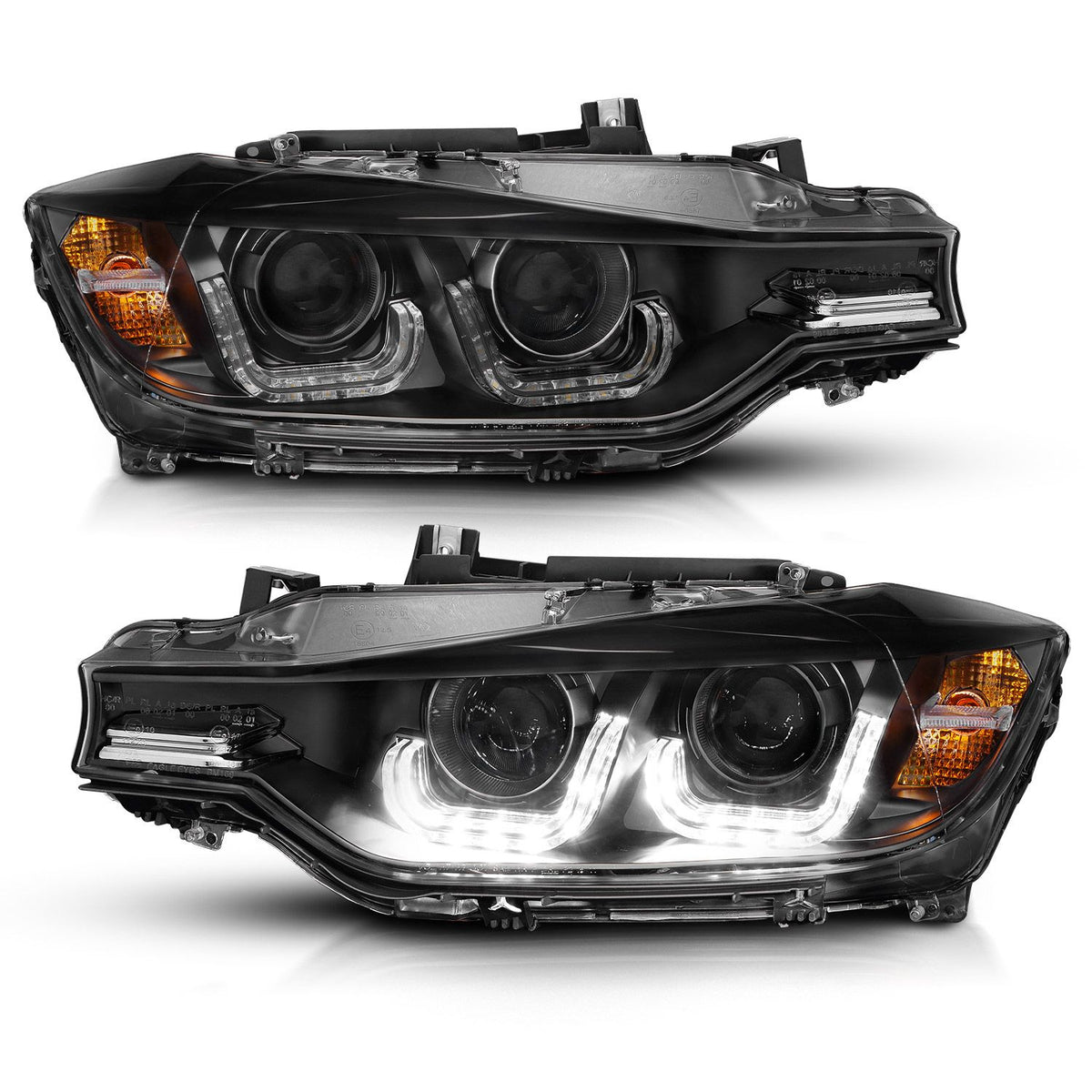 ANZO BMW F30 (2012-2015) 3-Series Projector Headlights w/ U-Bar Black ...