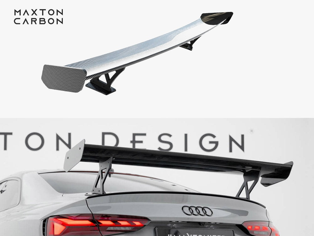 Maxton Design Carbon Spoiler w/ External Brackets Uprights V1 - Audi B ...