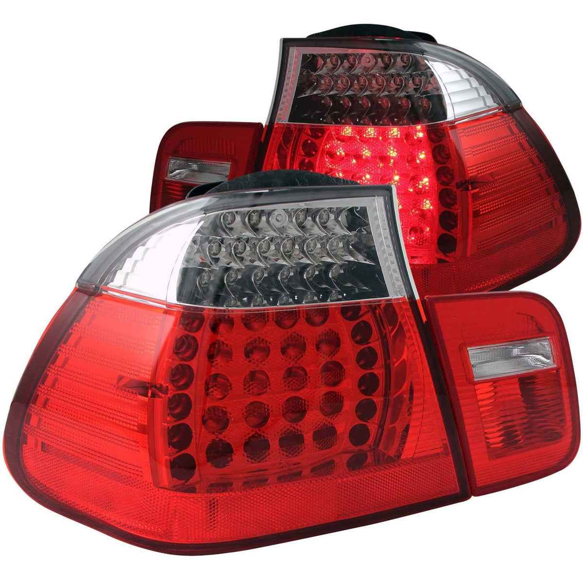 ANZO BMW E46 3-Series (02-05) 4-Door LED Taillights Red/Clear – Black ...