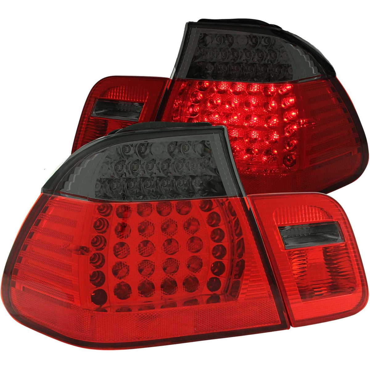 ANZO BMW E46 3-Series (99-01) 4-Door LED Taillights Red/Smoked – Black ...