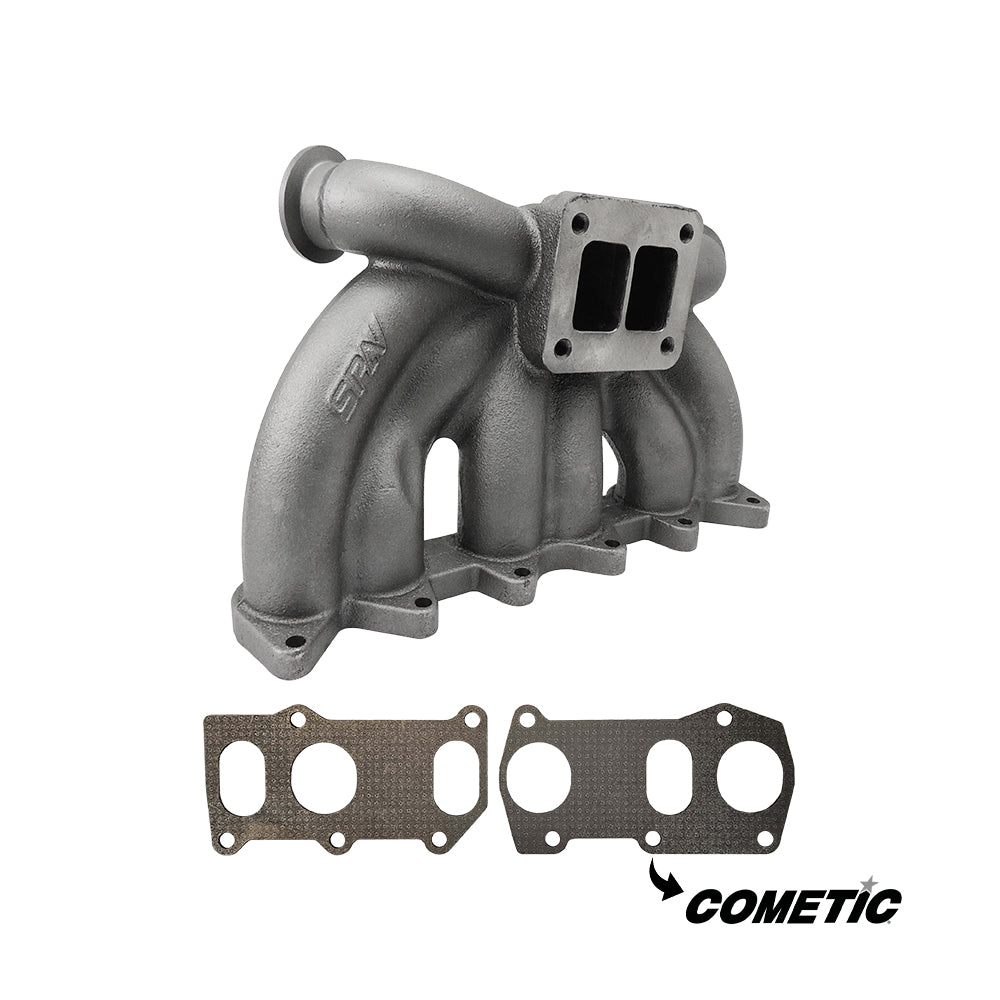 VW VR6 12V Twin scroll T4 top mount turbo manifold - Dual V-band Waste ...